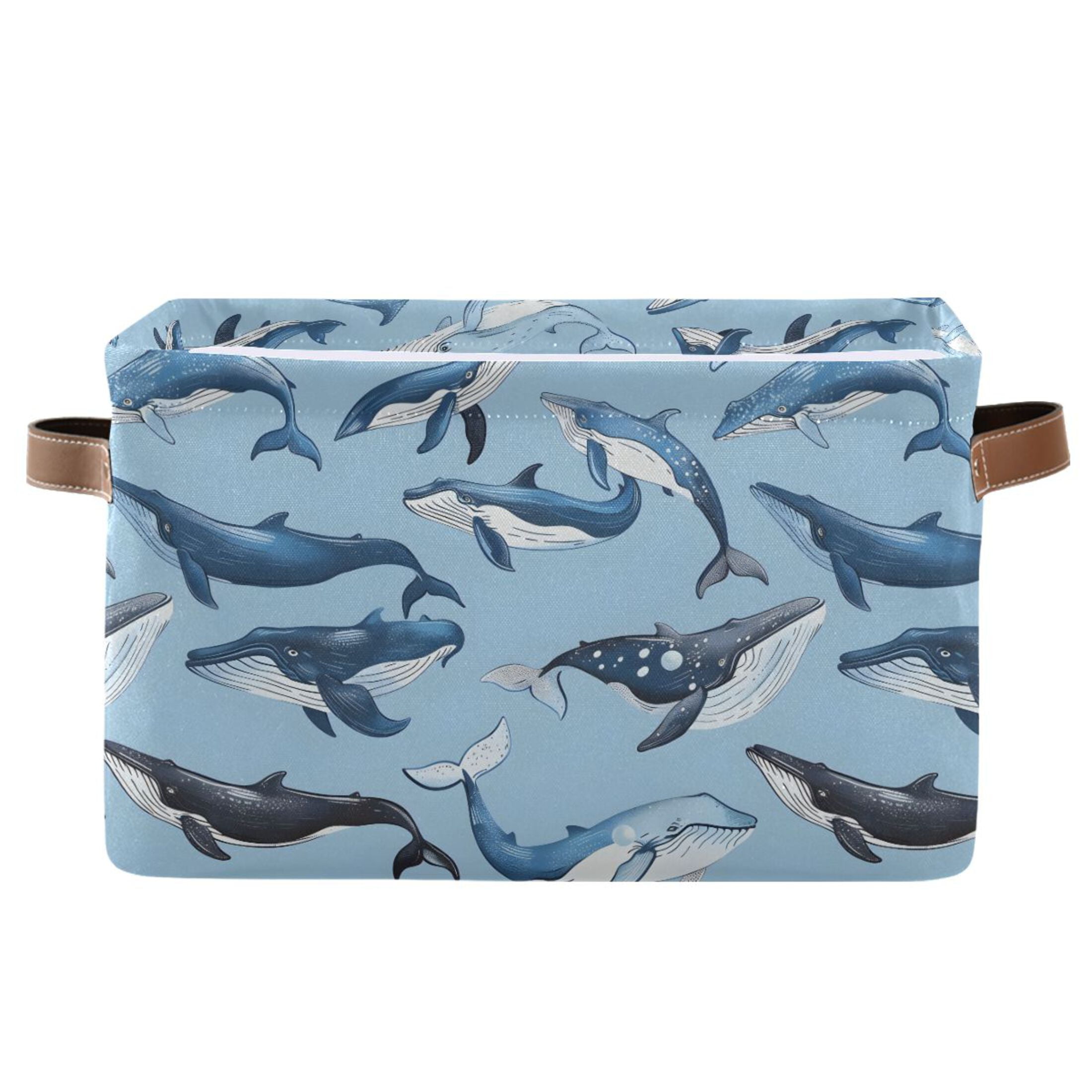 Different Whales Storage Bins with Handle Fabric Organizer Basket ...