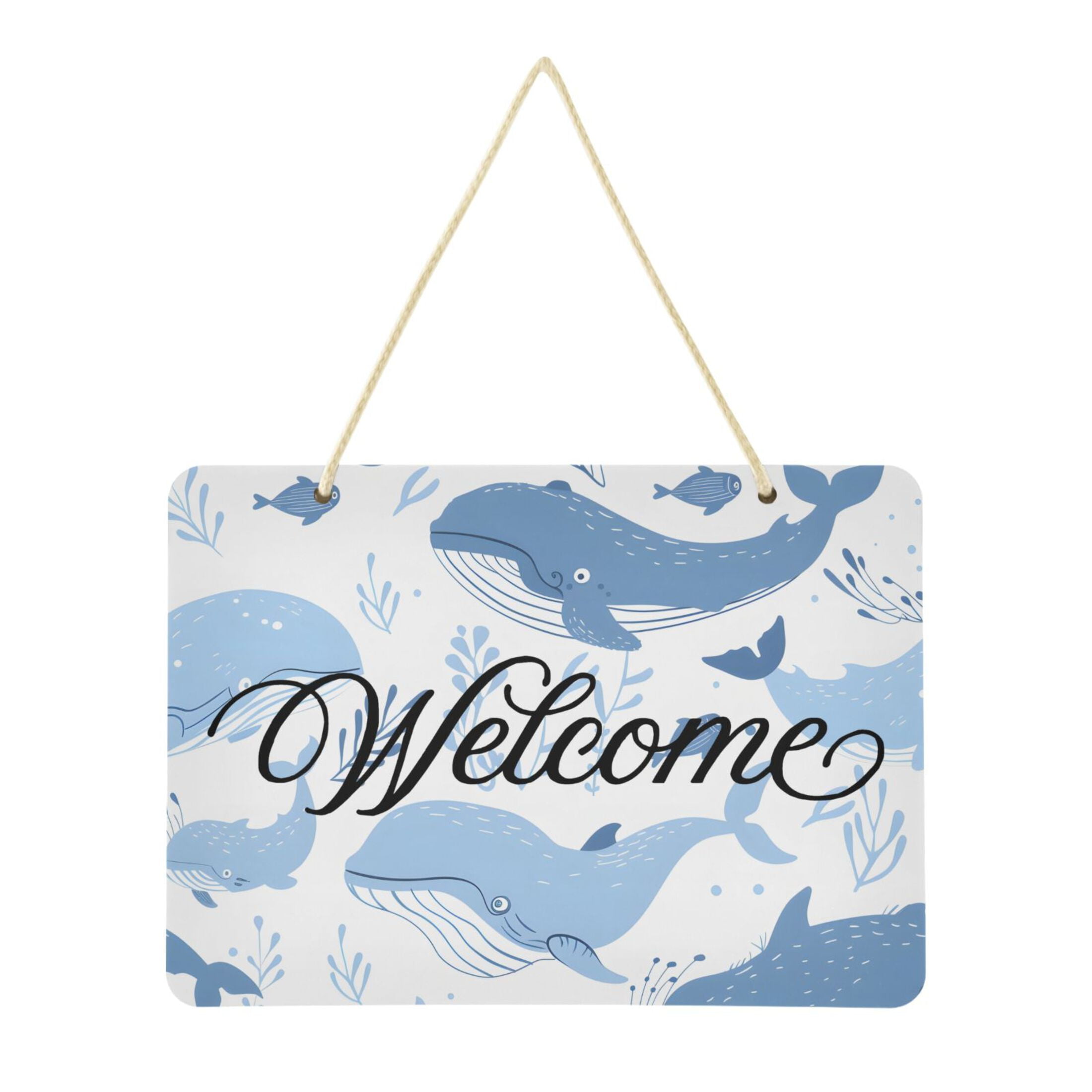 Different Whales and Leaf Welcome Sign Front Door PVC 14x10 inch Hanger ...