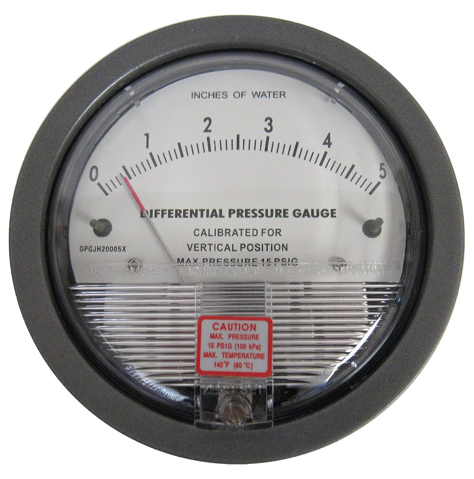 Differential Pressure Gauge, 0-5 Inches of Water, ±2% Accuracy ...