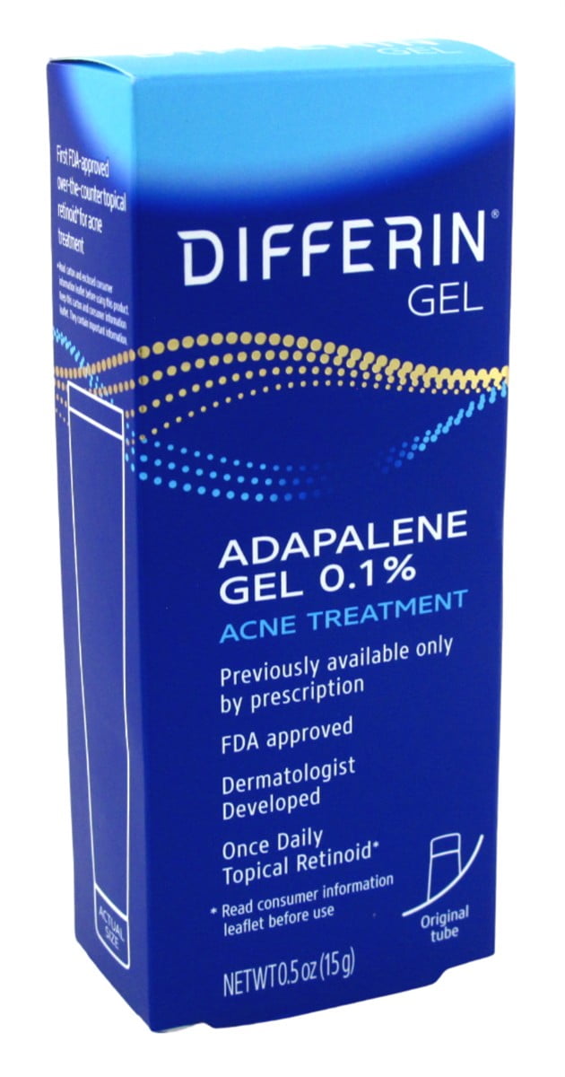 Differin Acne Treatment Adapalene Gel 0.1% 0.5oz (Pack of 3) - Walmart.com