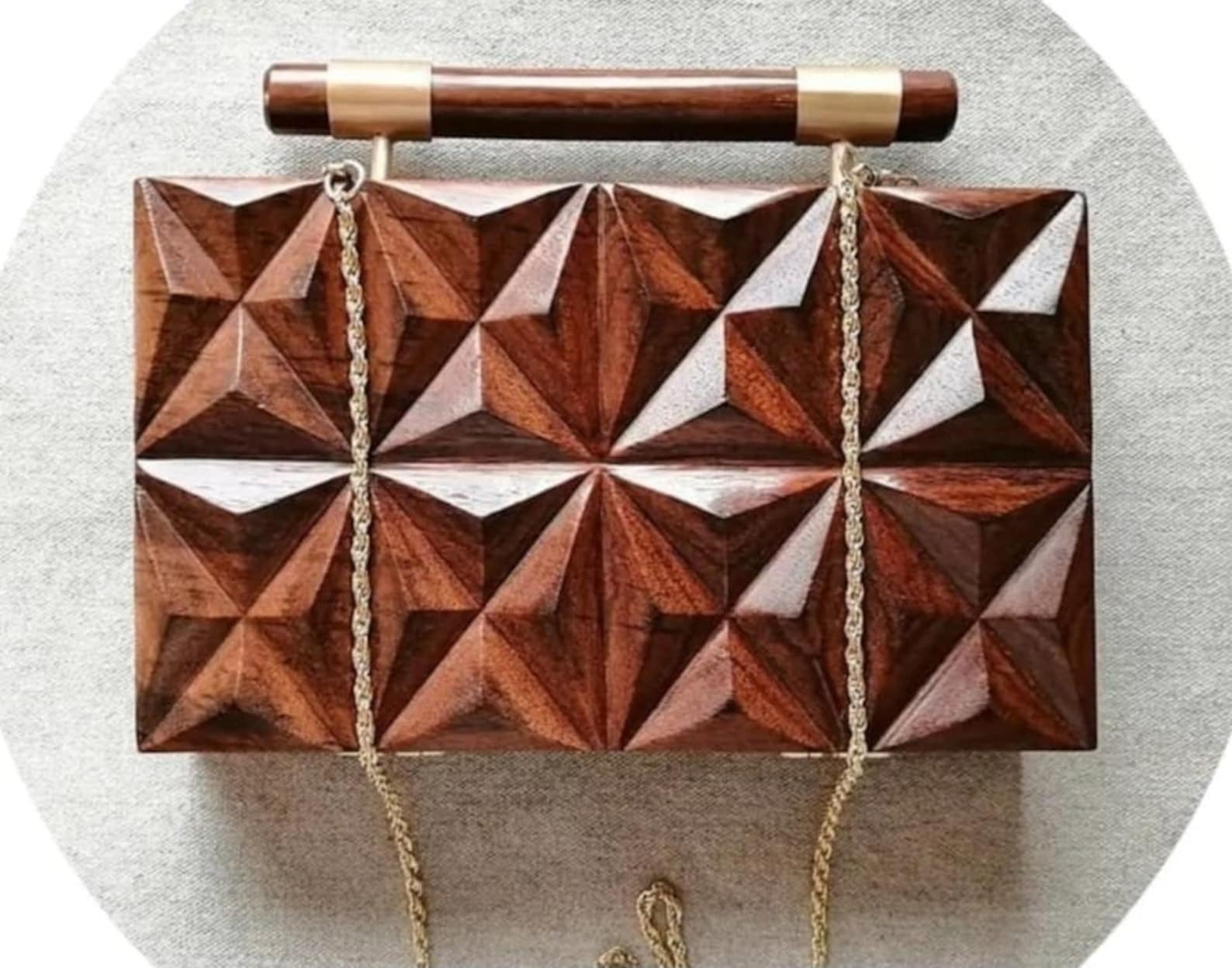 Differnt Craft IndiaTop handle Wooden handbag , wood style designer bag ...