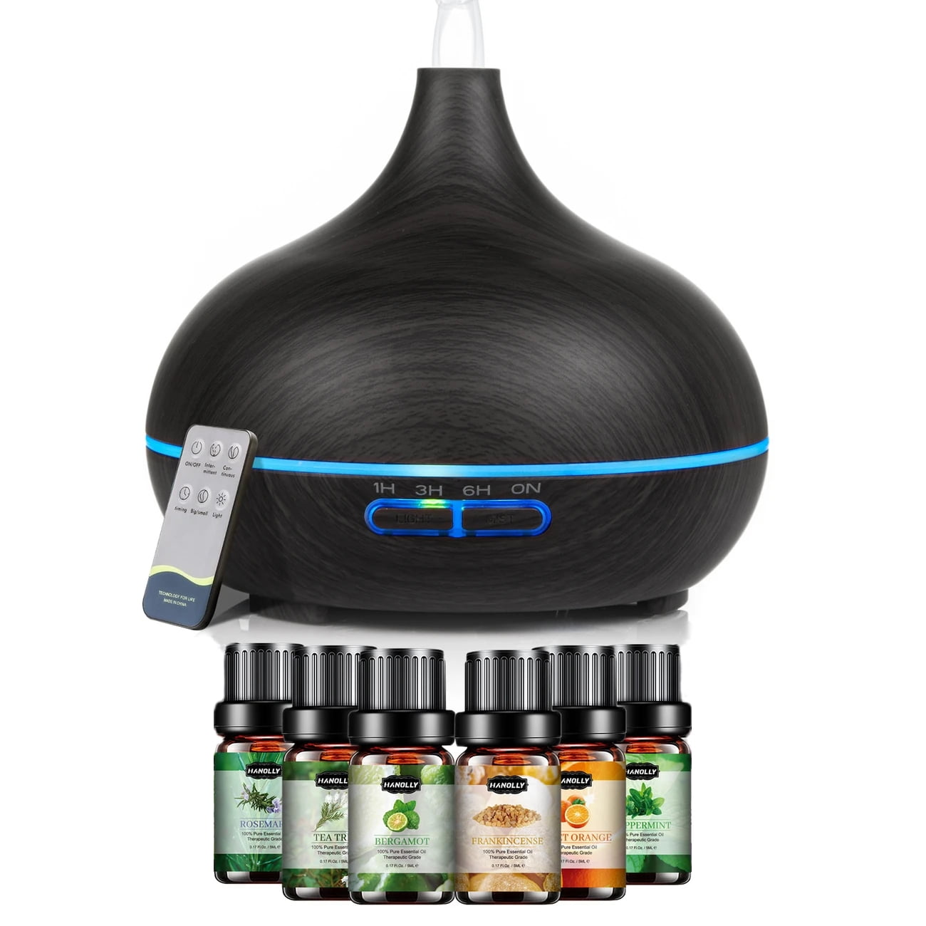 Diffuser for 550ML Large Capacity Diffuser Essential Oil Diffuser with 6 Bottles of Essential ...