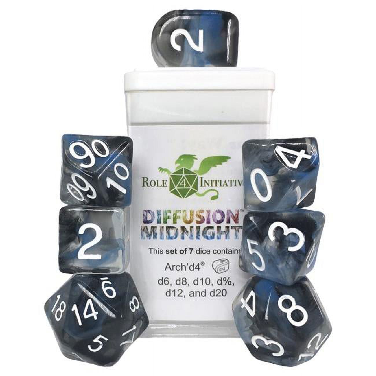 Diffusion Midnight Dice, White - Set of 7 - Walmart.com