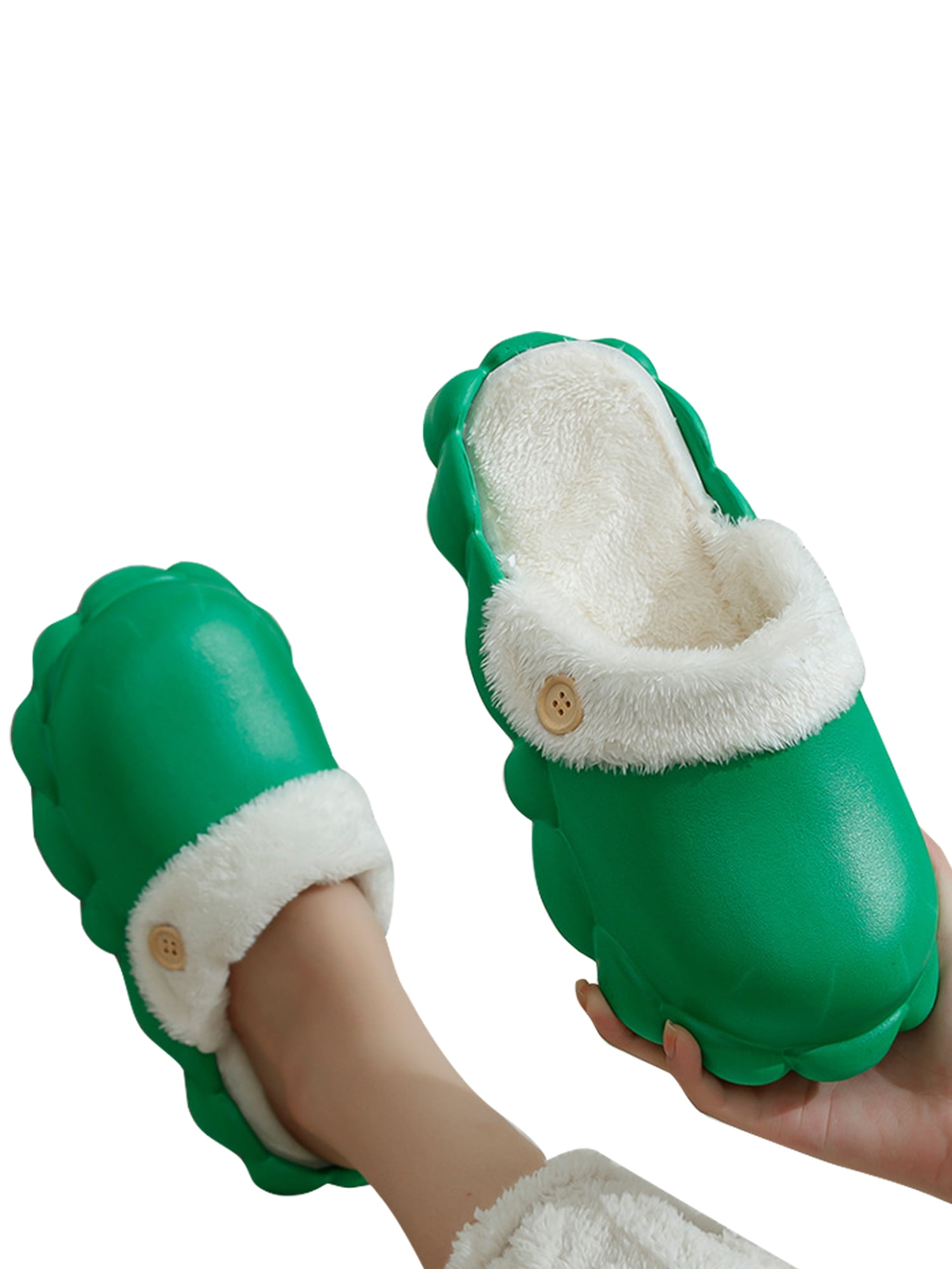 Difumos Women Slip Reaistant Flat Plush Lined Clog Cozy Fluffy Indoor ...