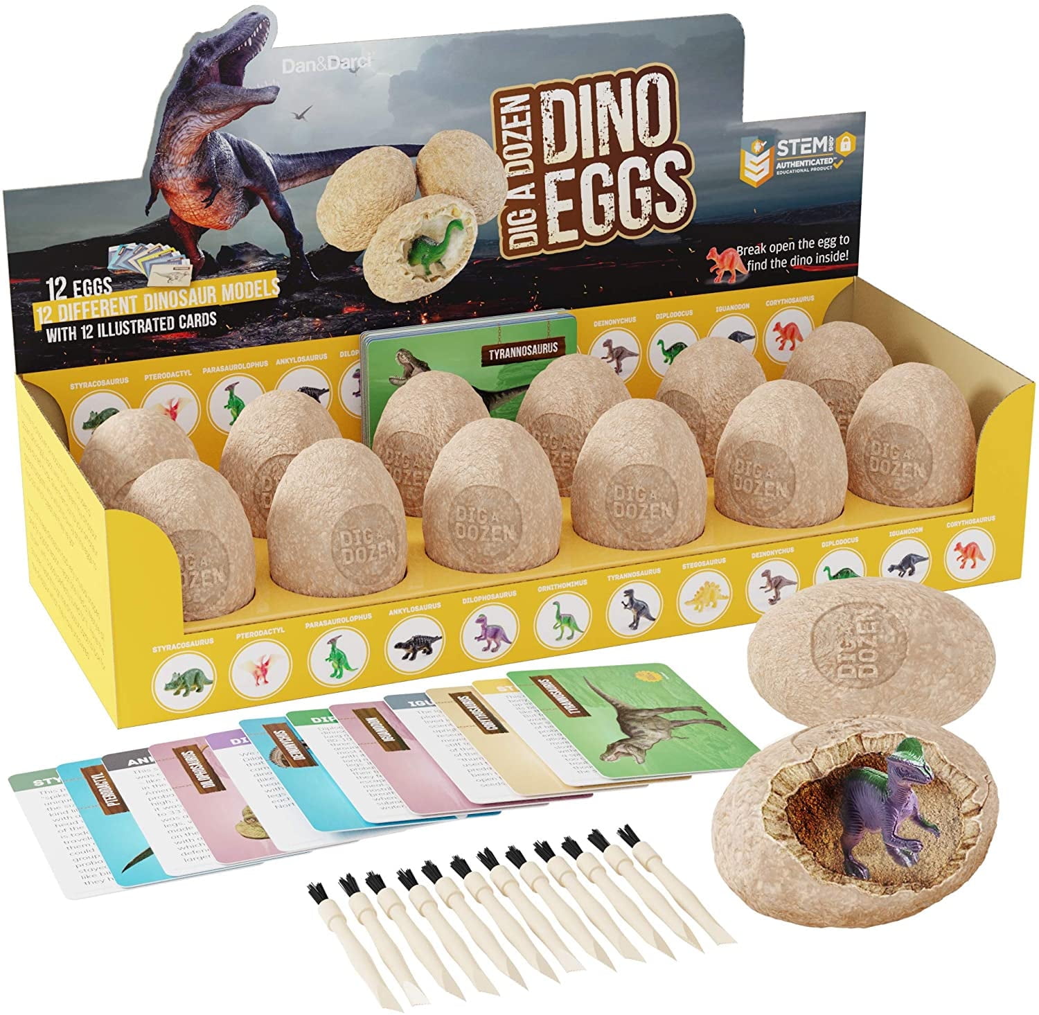 Dan & Darci Dig a Dozen Dino Egg Kit - Discover 12 Unique Dinosaurs ...