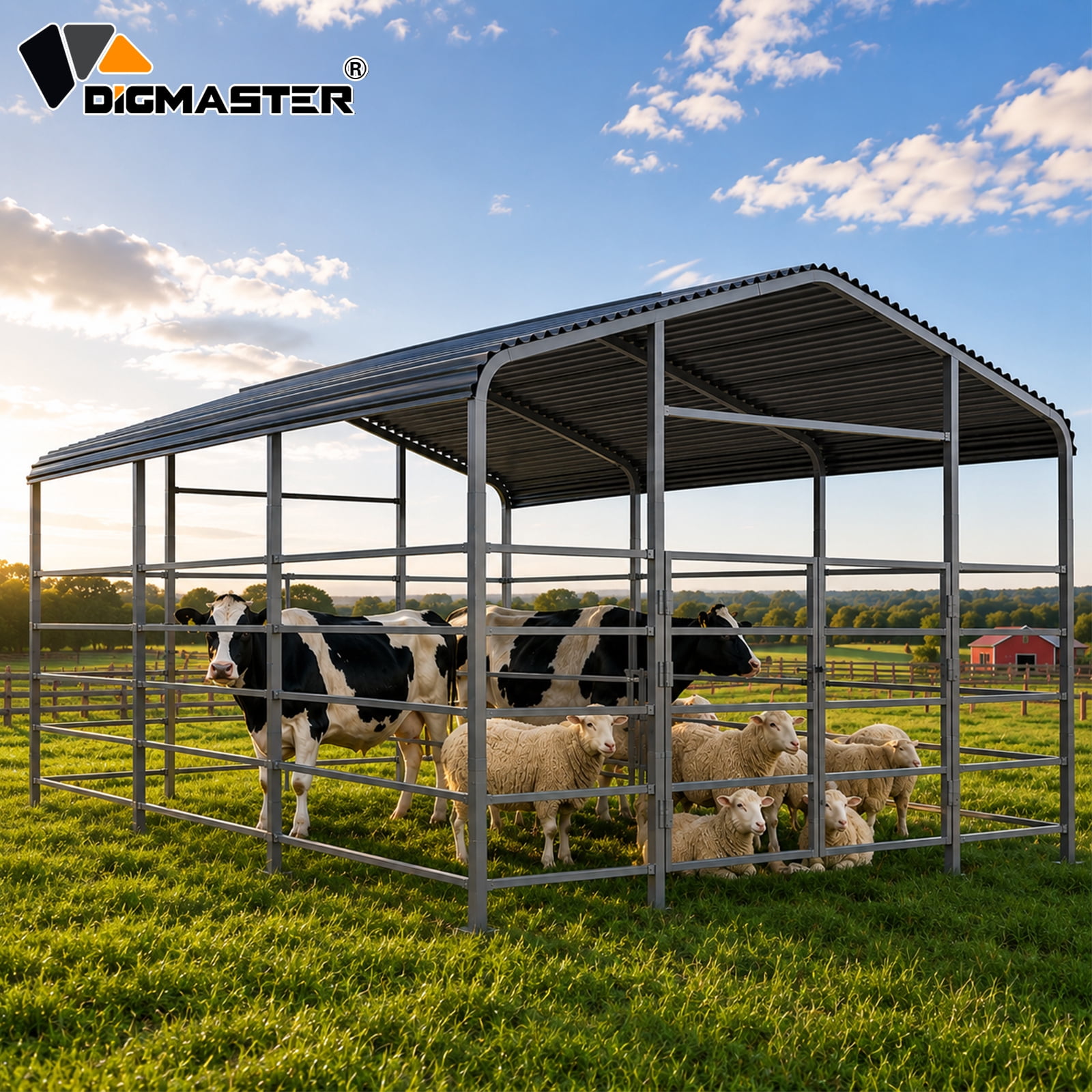 DigMaster 13' x 20' Heavy-Duty Galvanized Steel Livestock Shelter ...