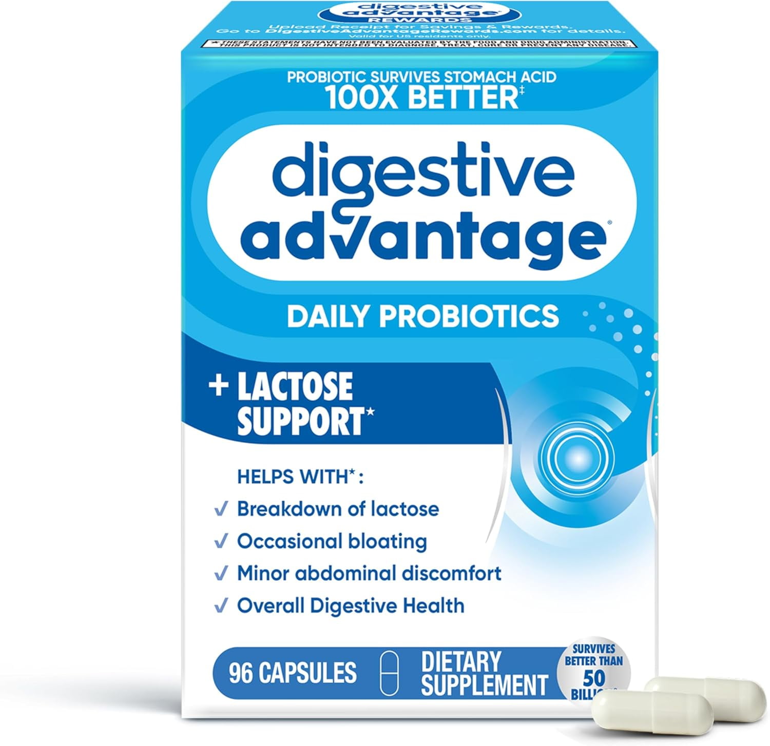 Digestive Advantage Lactose Defense Probiotic Supplement, Dairy Digestion Aid, Advanced Milk ...