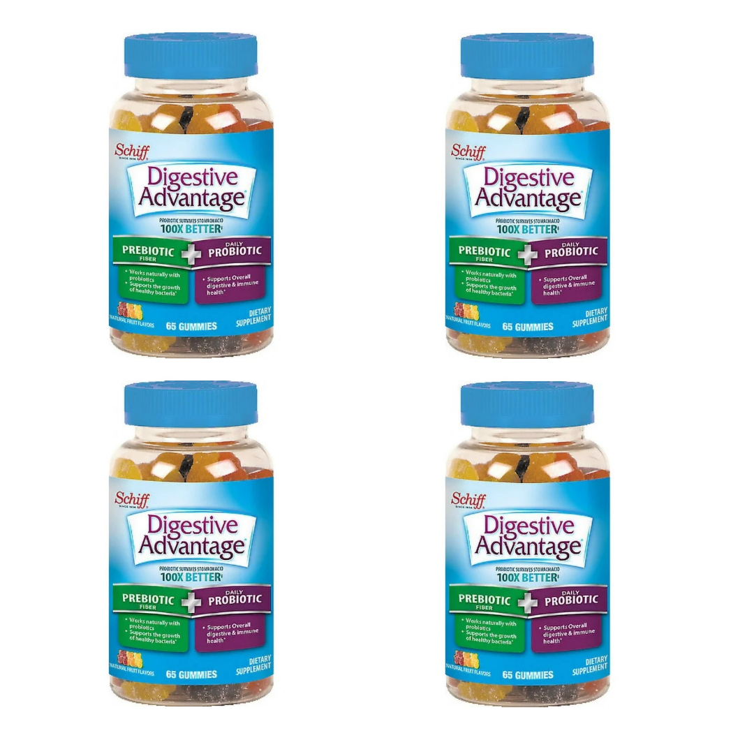 Digestive Advantage Probiotic Gummies Plus Fiber, 65 count (Pack of 4 ...