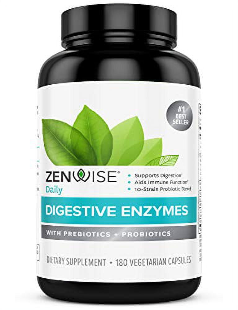 Digestive Enzymes Plus Prebiotics & Probiotics Supplement, 180 Servings ...
