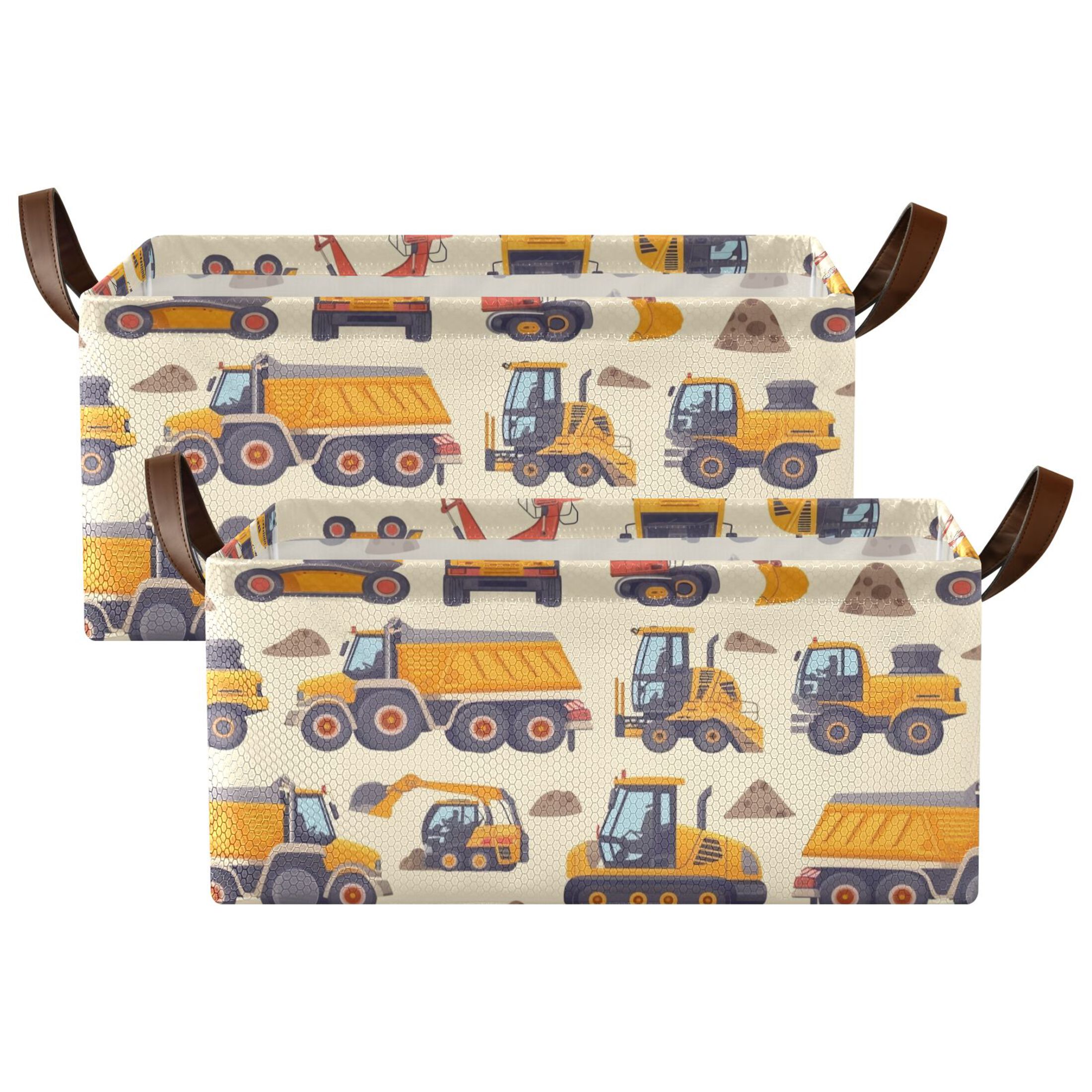 Digger Excavator Truck Mound 2 Pcs Collapsible Storage Bins Fabric ...