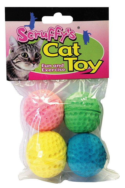Scruffys 4-Pack Large Foam Sponge Balls, Colorful and Exciting Cat and ...