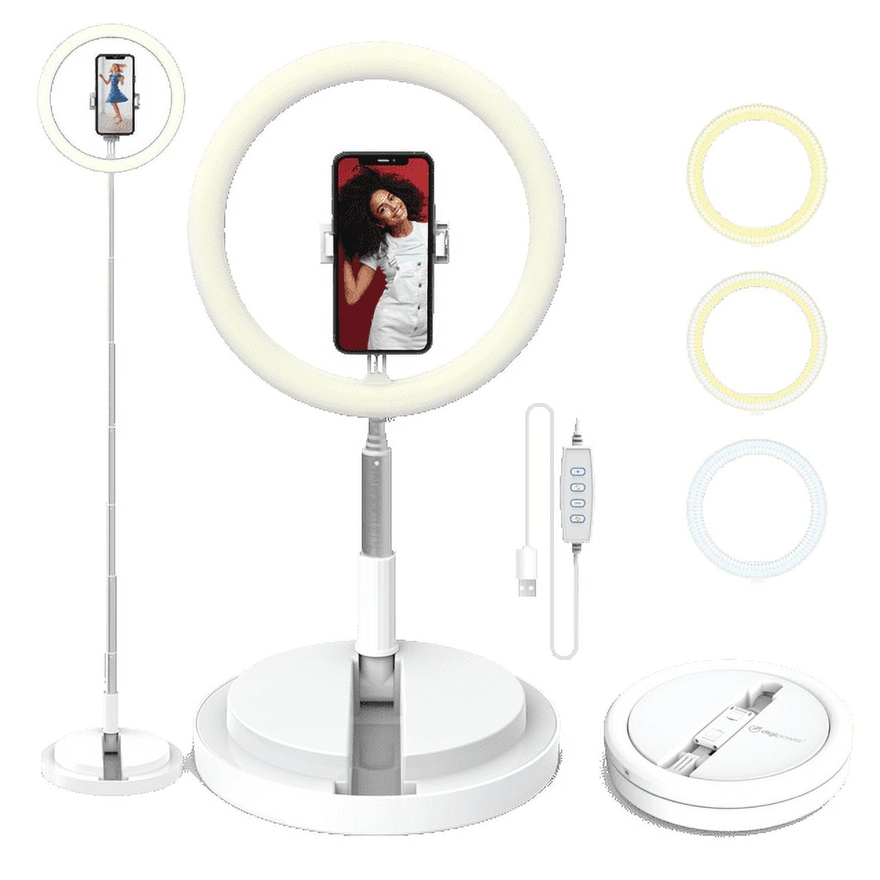 DigiPower The Invisilight 11.3" Foldable Ring Light with 120 LEDs, 10 ...