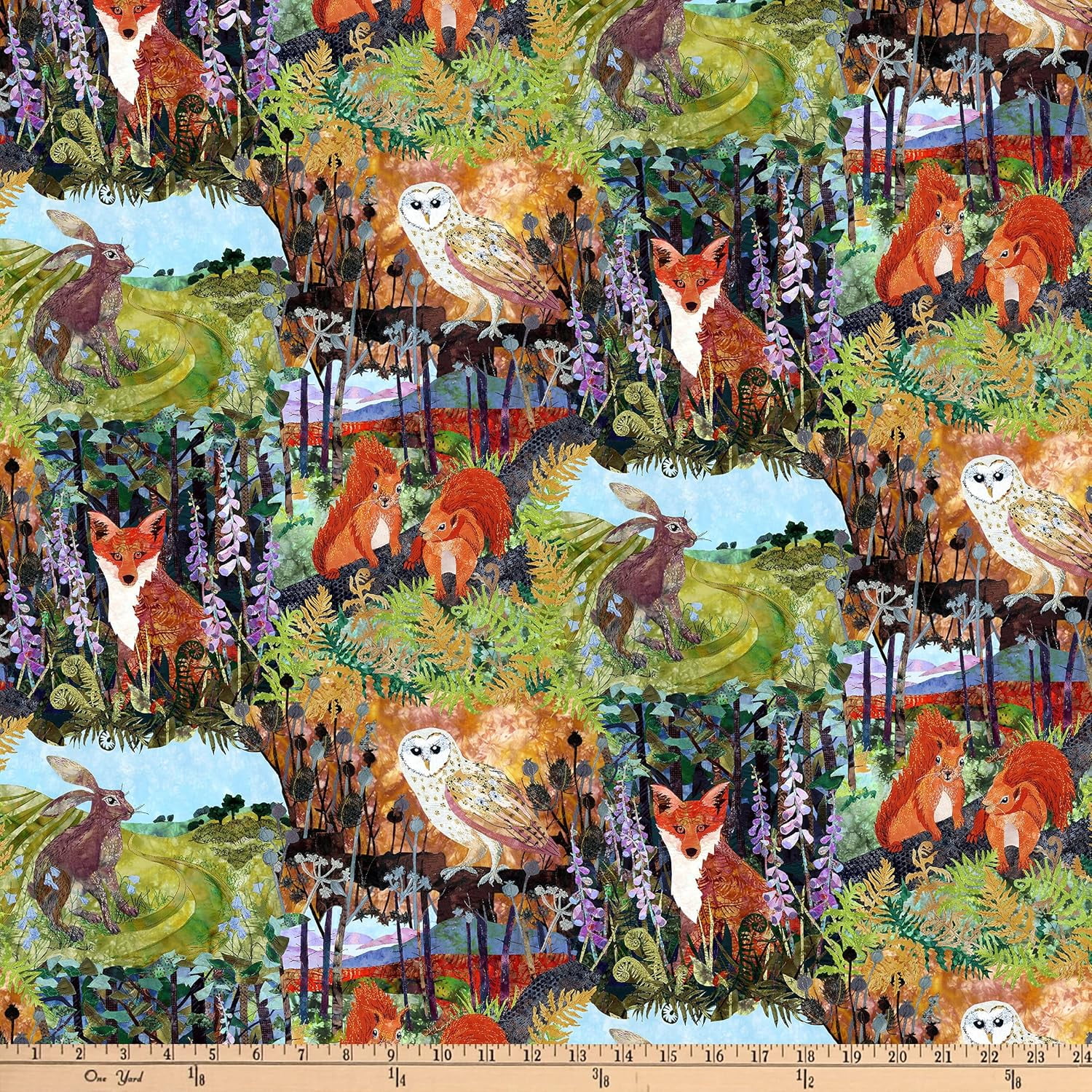 Digial Down In he Woods Collage Wildlife Scenery Fores Green, Quiling ...
