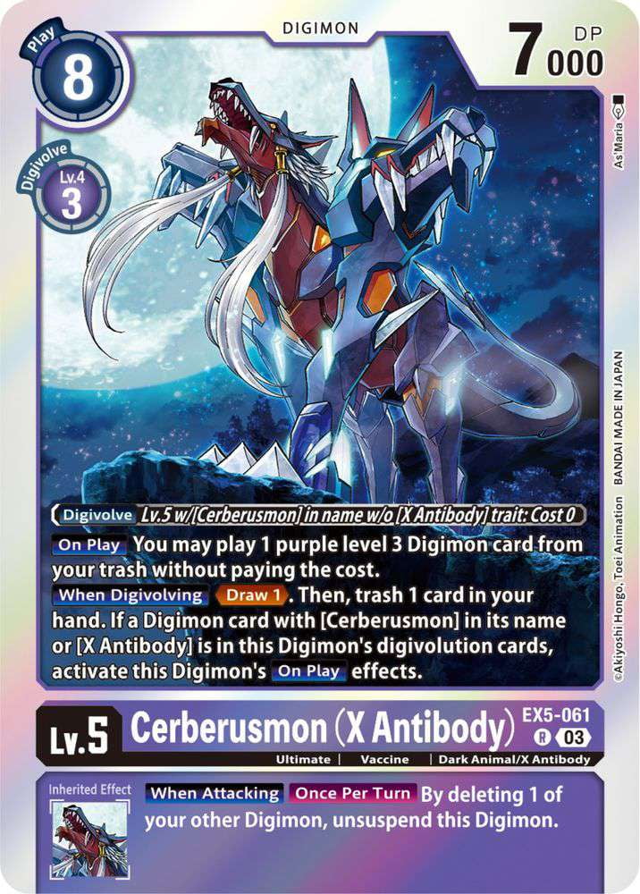 Digimon Animal Colosseum Rare Cerberusmon EX5-061 (X Antibody ...