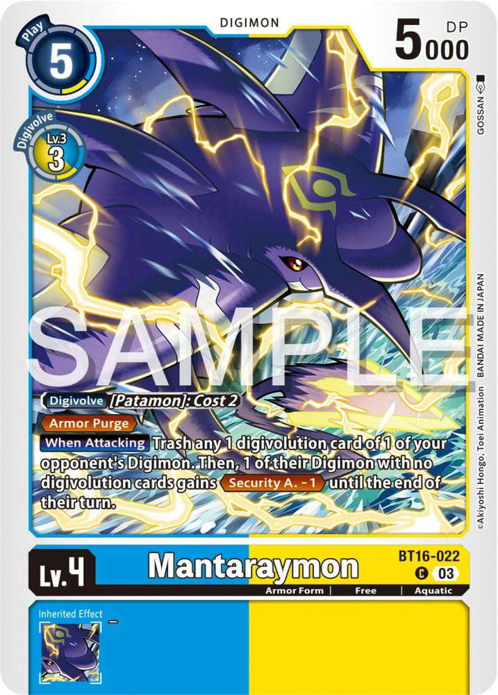 Digimon Beginning Observer Common Mantaraymon BT16-022 - Walmart.com