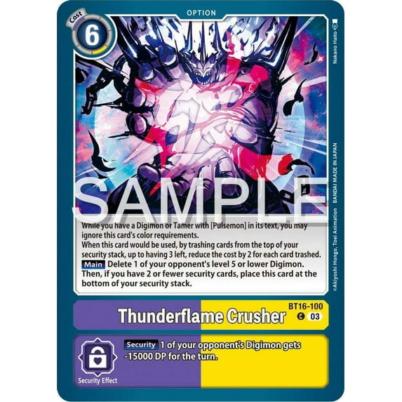 Digimon Beginning Observer Common Thunderflame Crusher BT16-100 ...