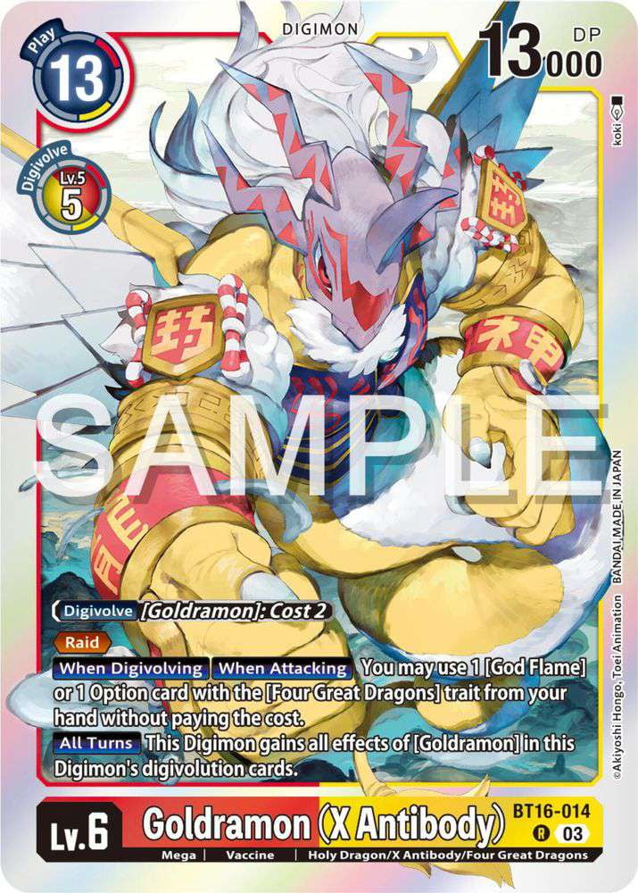 Digimon Beginning Observer Rare Goldramon BT16-014 (X Antibody ...
