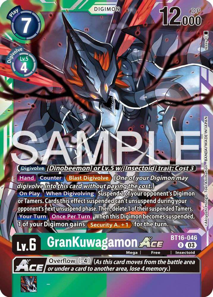 Digimon Beginning Observer Rare GranKuwagamon Ace BT16-046 - Walmart.com