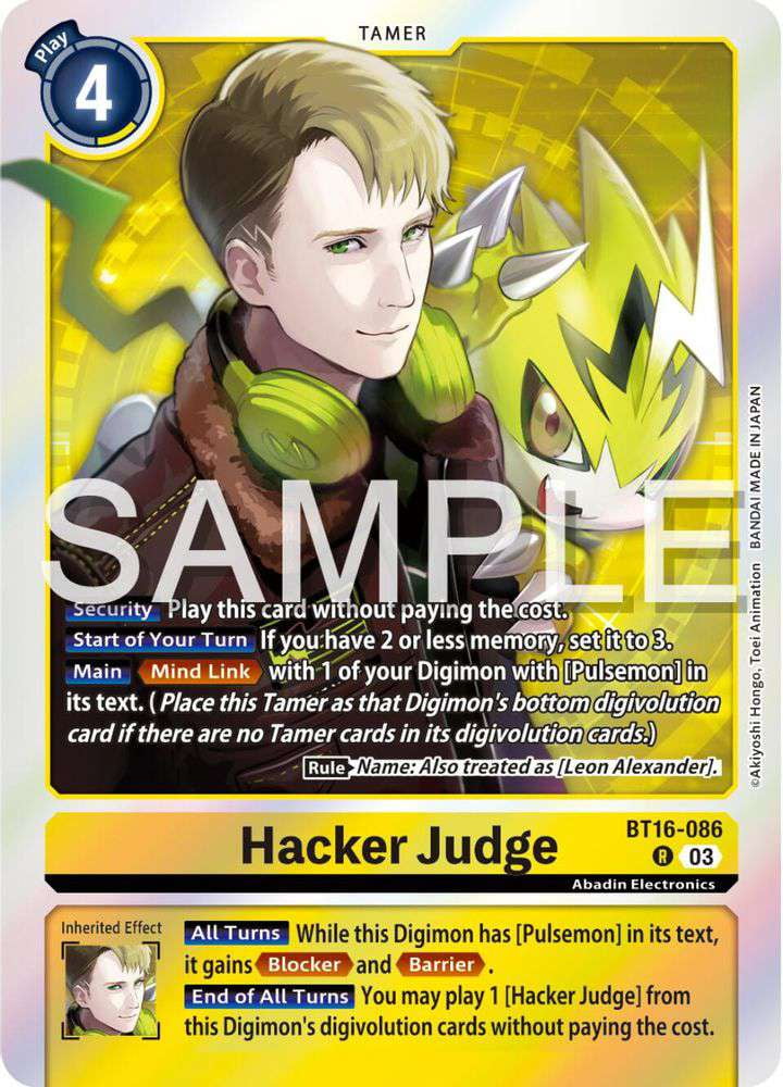 Digimon Beginning Observer Rare Hacker Judge BT16-086 - Walmart.com