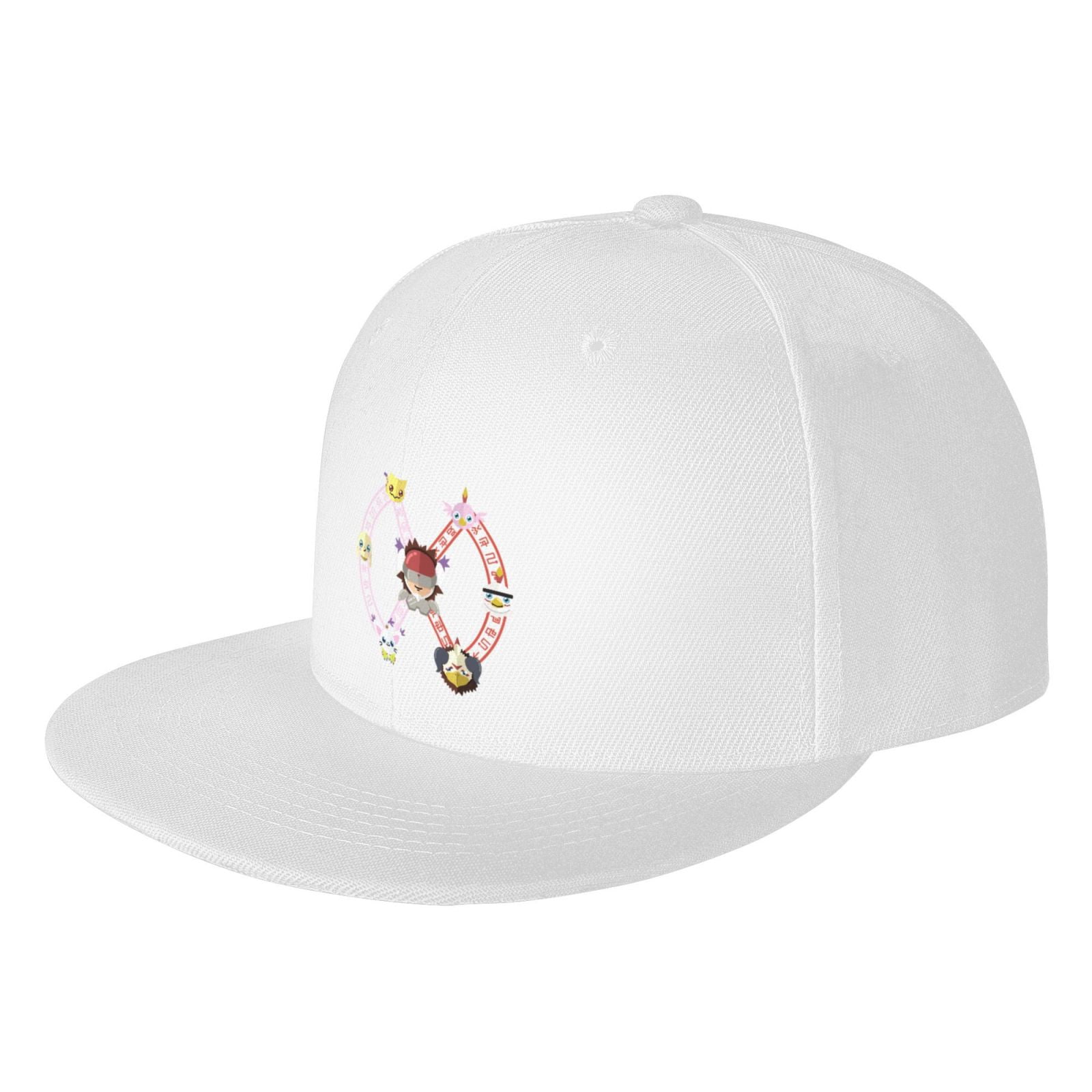 Digimon Crests Adult Flat Brim Hip Hop Hat Dad Hat Baseball Cap For Men ...
