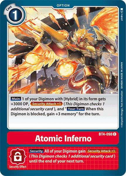 Digimon Great Legend Common Atomic Inferno BT4-098 - Walmart.com
