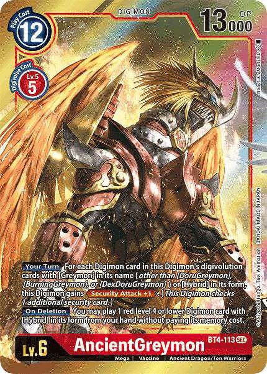 Digimon Great Legend Secret Rare AncientGreymon BT4-113 (Alternate Art ...