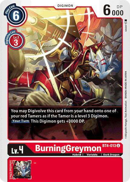 Digimon Great Legend Uncommon BurningGreymon BT4-013 - Walmart.com