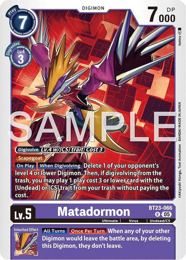 Digimon Hackers' Slumber Rare Matadormon BT23-066 - Walmart.com