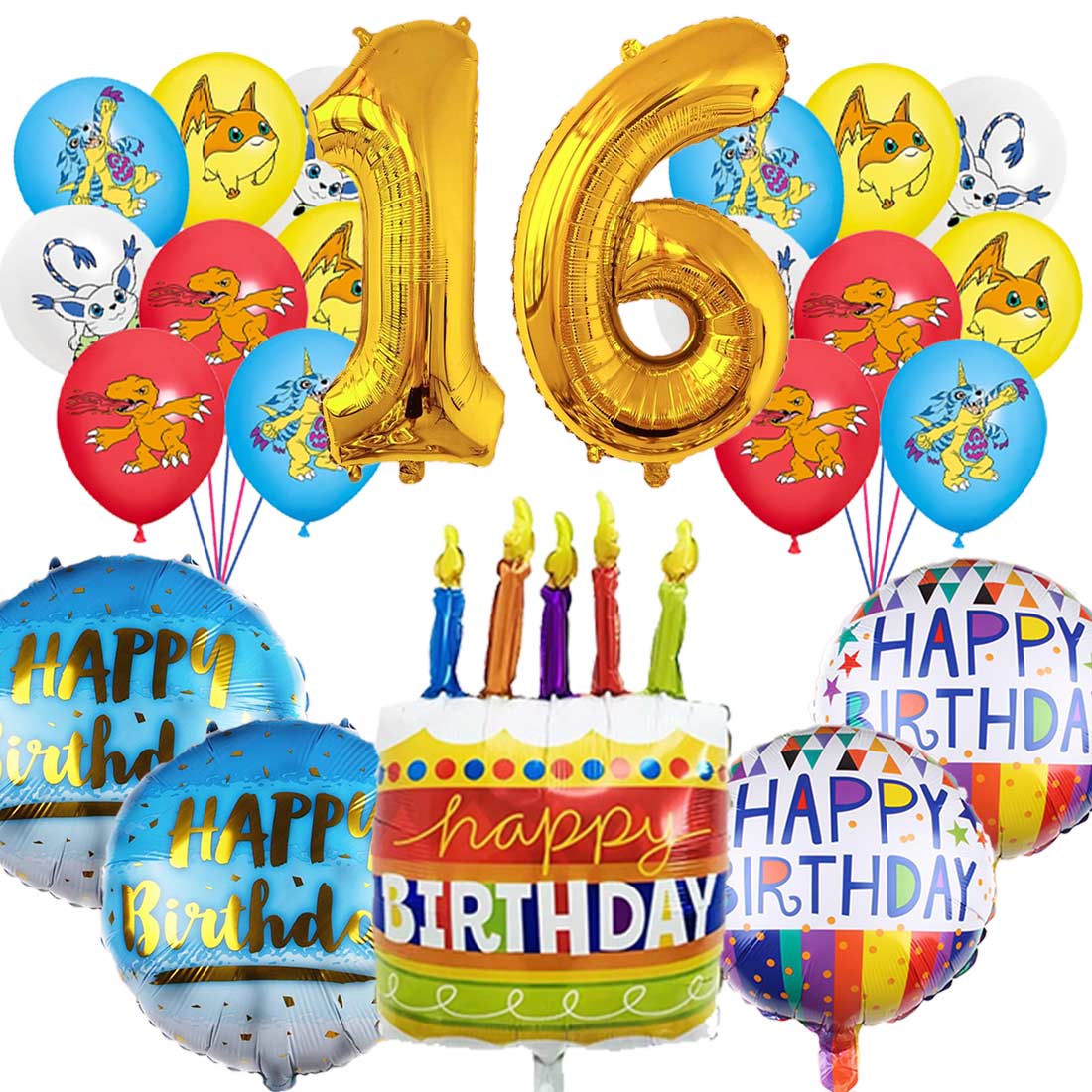 Digimon Monster Balloons Party Supplies 16th Big Number Decorations ...