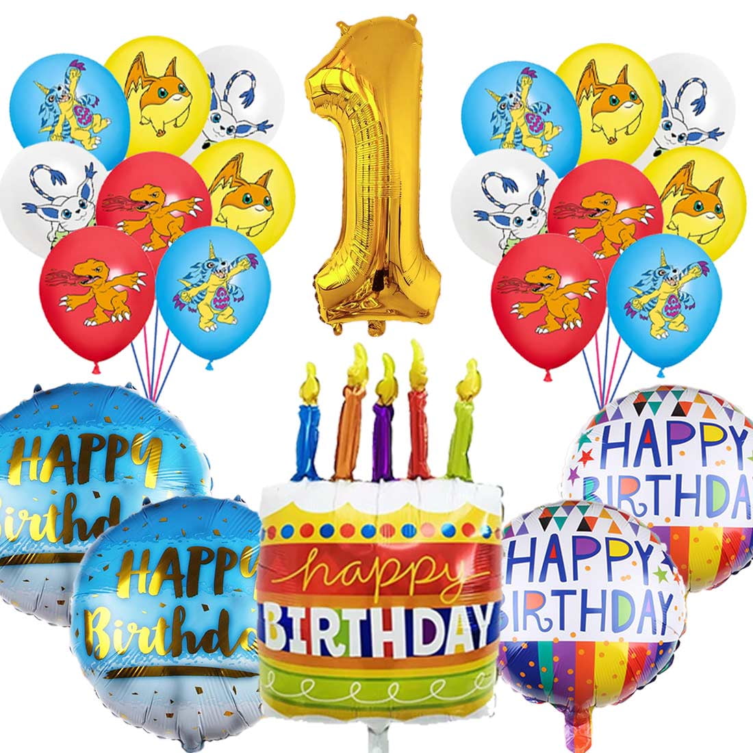 Digimon Monster Balloons Party Supplies 1st Big Number Decorations ...