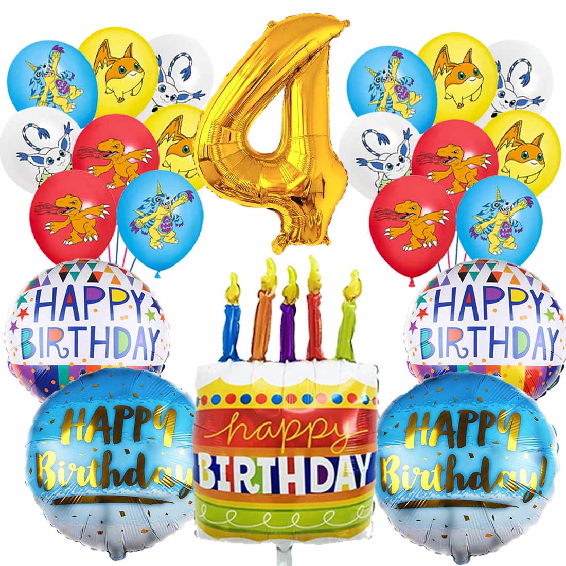 Digimon Monster Balloons Party Supplies 4th Big Number Decorations ...