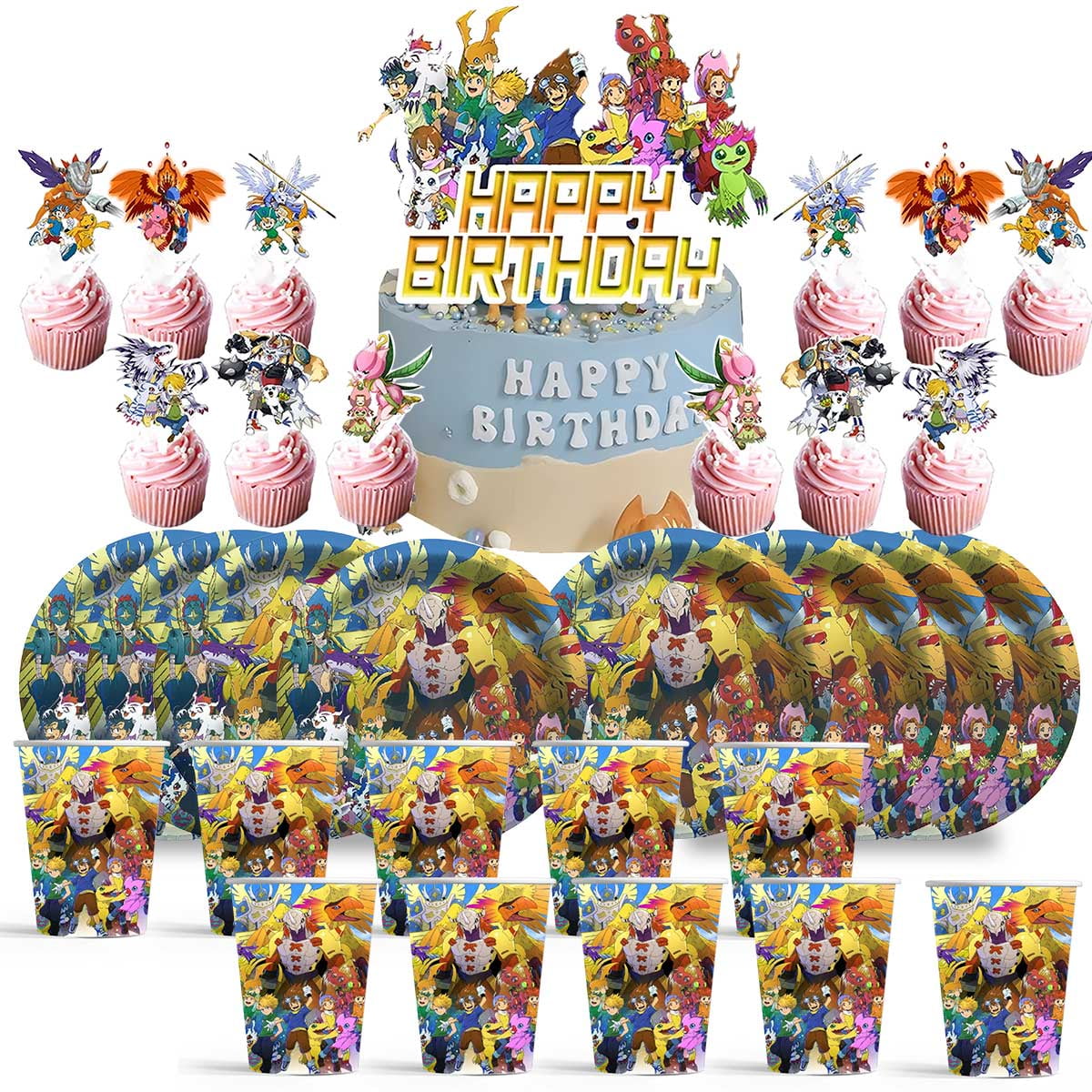 Digimon Monster Birthday Cups Party Supplies Plates Decorations Cake ...