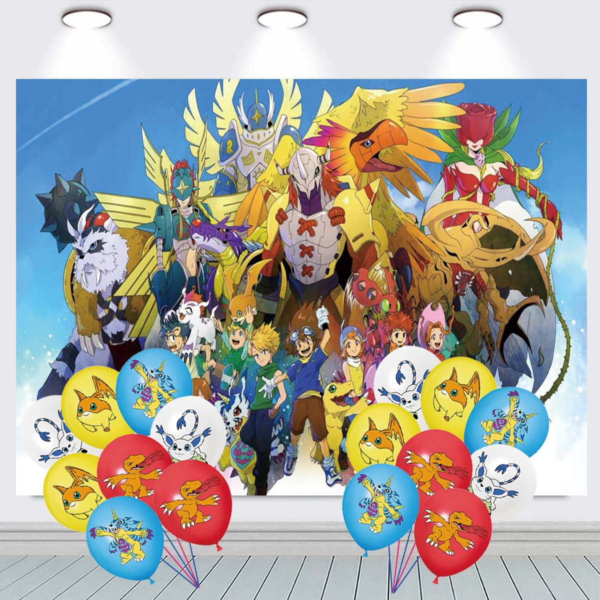 Digimon Monster Party Decorations Backdrop Banner Balloons Taspestry ...
