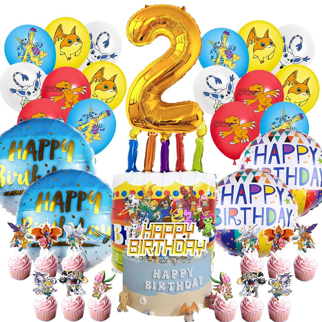 Digimon Monster Party Supplies 2nd Decor Kit Balloons Birthday Cake ...