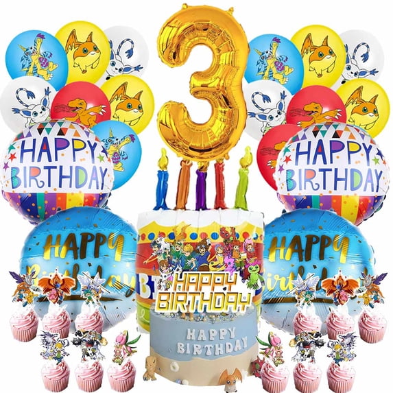 Digimon Monster Party Supplies 3rd Decor Kit Balloons Birthday Cake ...