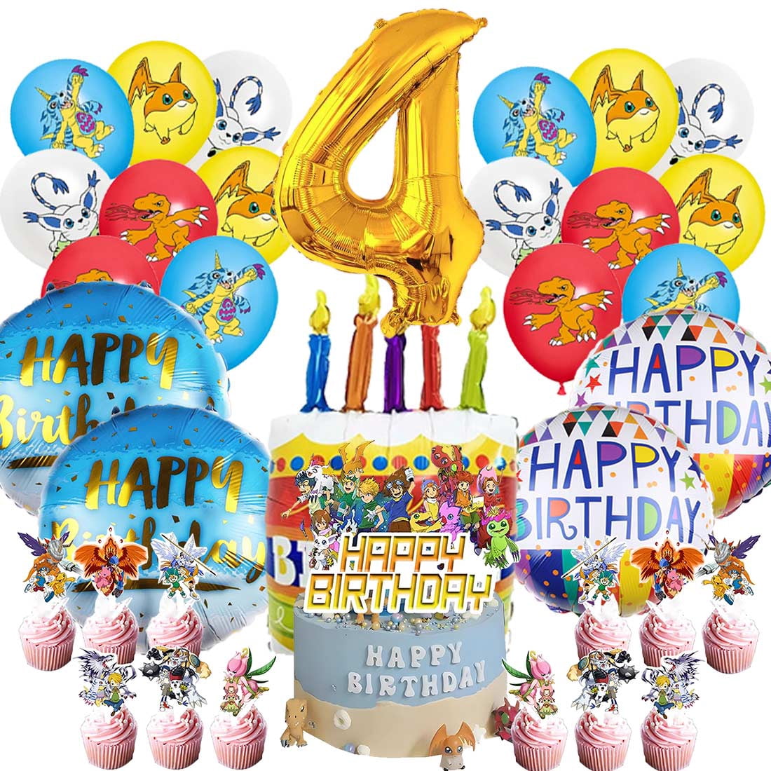 Digimon Monster Party Supplies 4th Decor Kit Balloons Birthday Cake ...