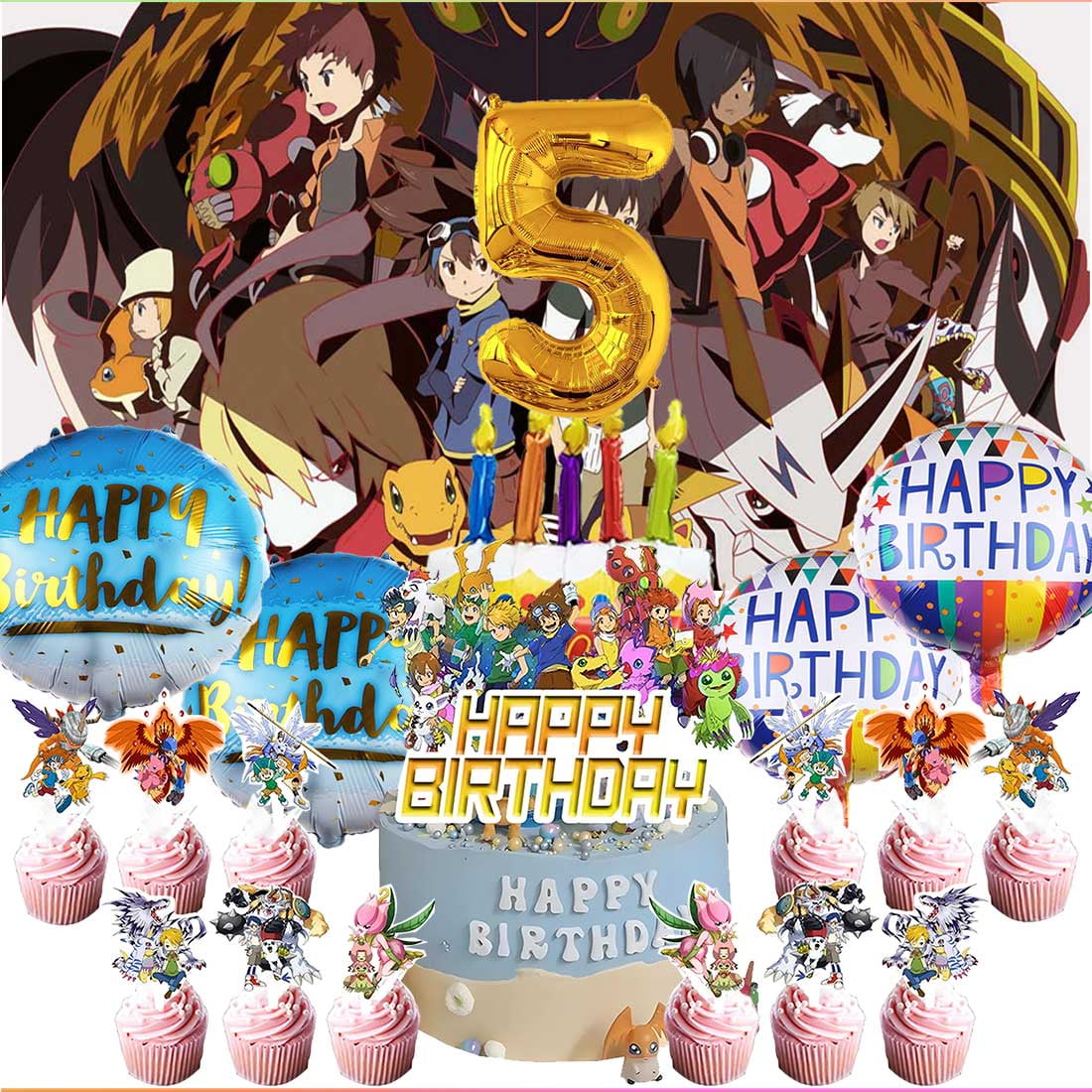 Digimon Monster Party Supplies Decor 5th Kit Balloons Birthday Cake ...