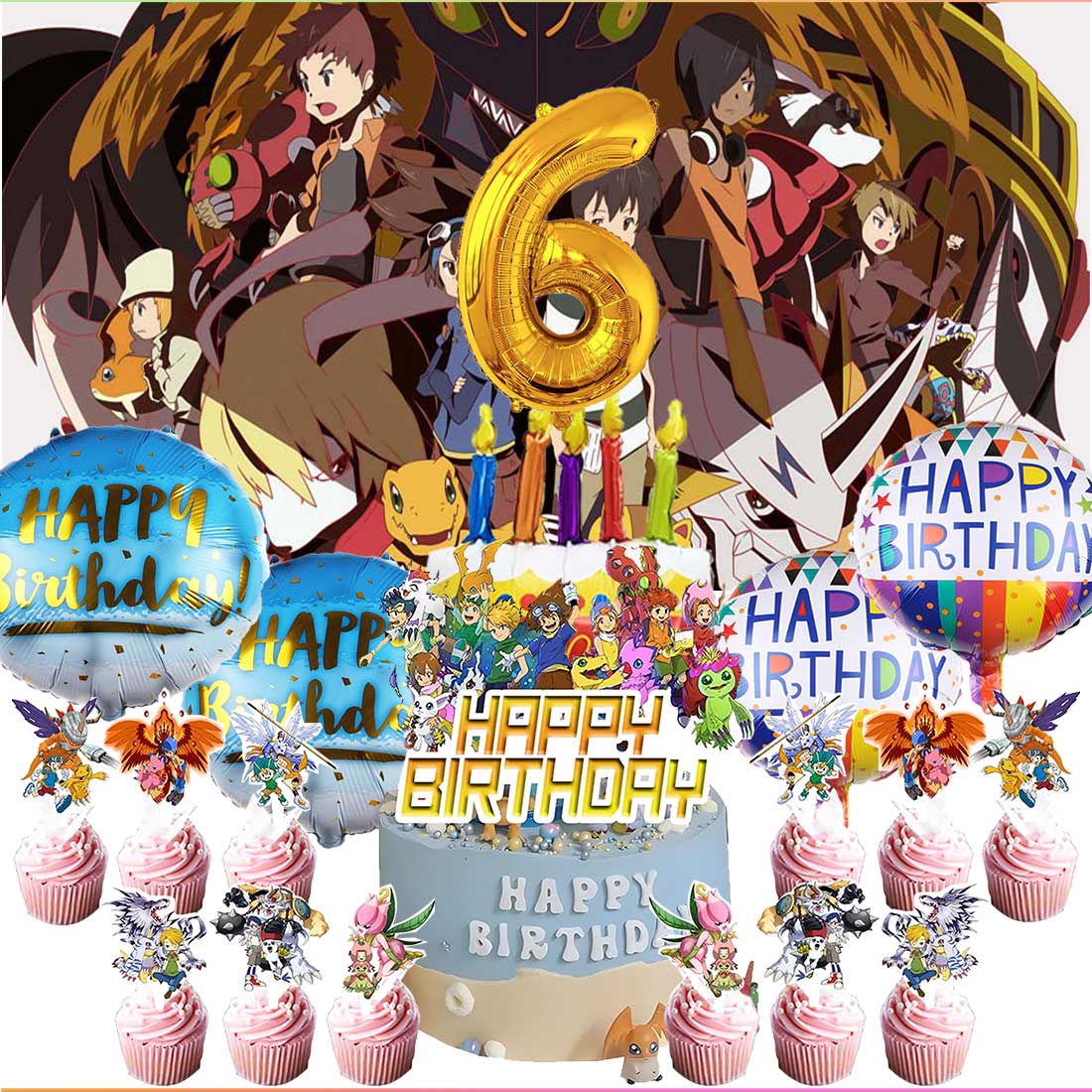 Digimon Monster Party Supplies Decor 6th Kit Balloons Birthday Cake ...