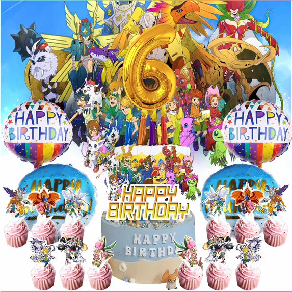 Digimon Monster Party Supplies Decor 6th Kit Balloons Birthday Cake ...