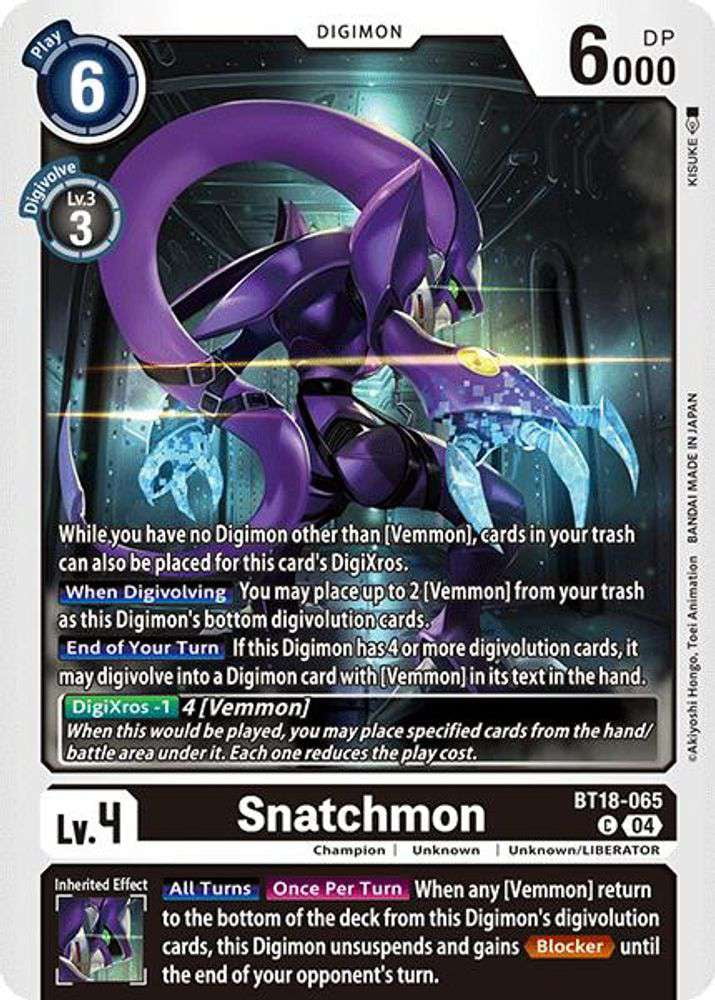 Digimon Release Special Booster 2.0 Common Snatchmon BT18-065 - Walmart.com
