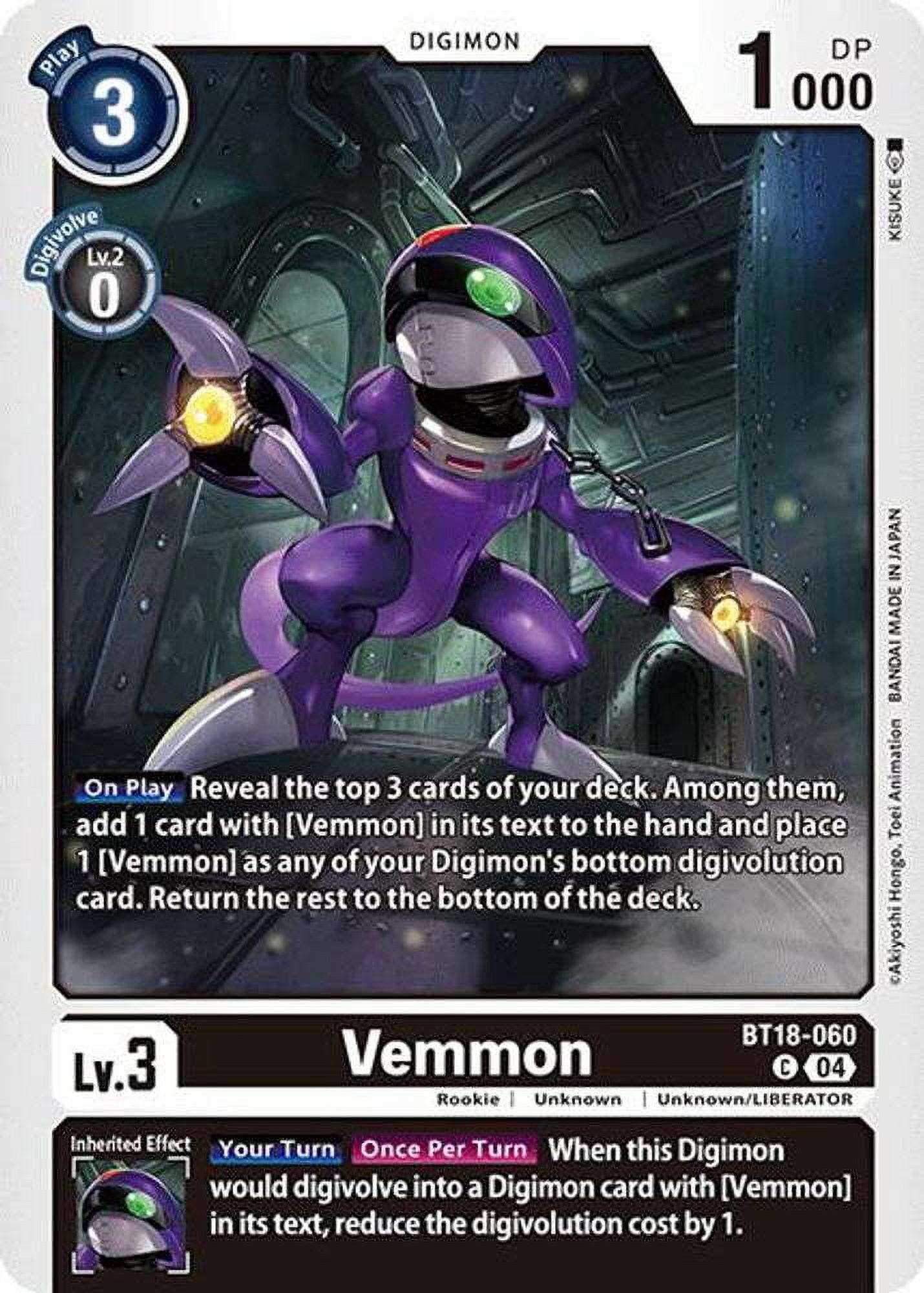 Digimon Release Special Booster 2.0 Common Vemmon BT18-060 - Walmart.com