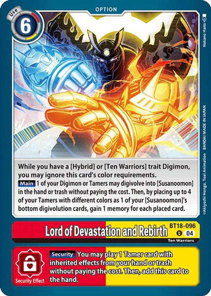Digimon Release Special Booster 2.0 Uncommon Lord of Devastation and Rebirth BT18-096 - Walmart.com