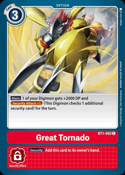 Digimon Release Special Booster Common Great Tornado BT1-093 - Walmart.com
