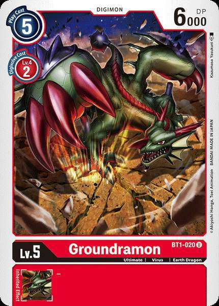 Digimon Release Special Booster Uncommon Groundramon BT1-020 - Walmart.com