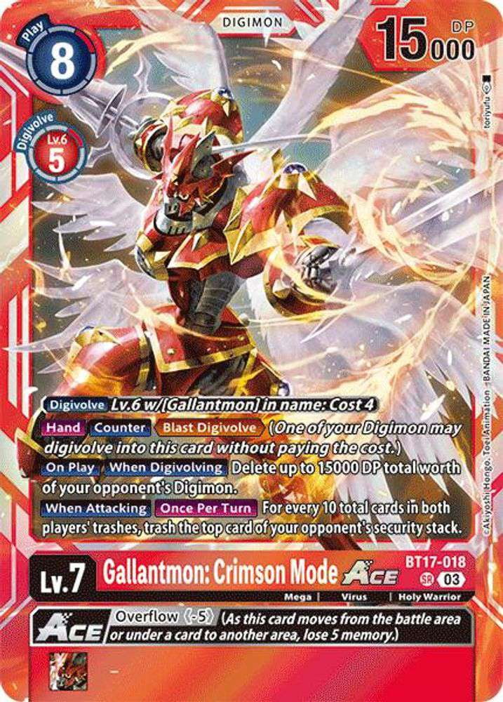 Digimon Secret Cris Gallantmon: Crimson Mode ACE BT17-018 - Walmart.com