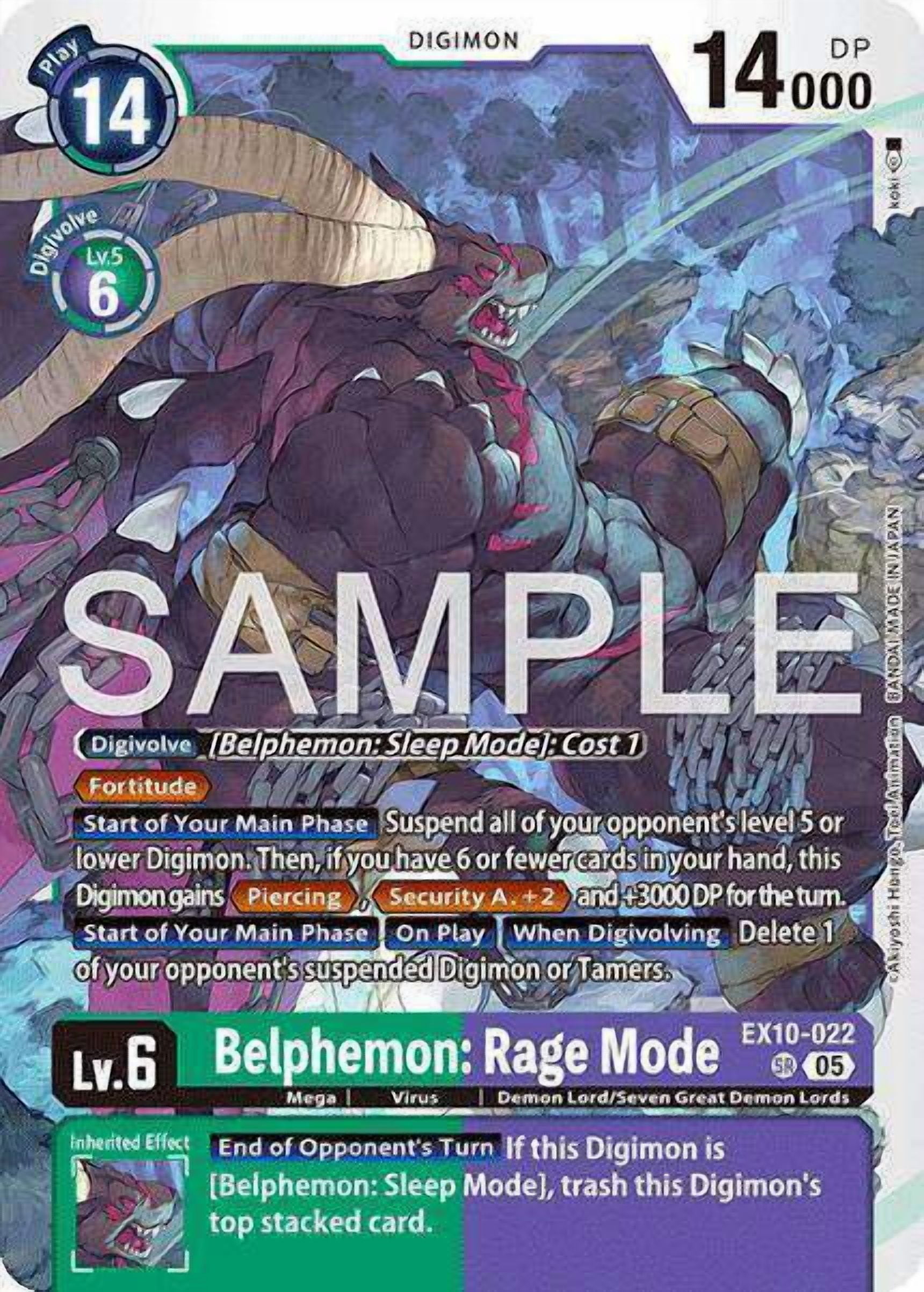 Digimon Sinister Order Super Rare Belphemon: Rage Mode EX10-022 ...