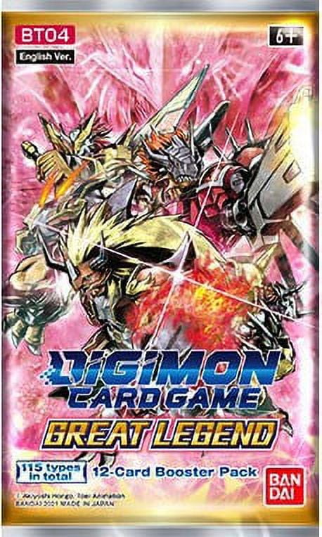 BANDAI HOBBY Digimon TCG Booster Pack BT04, 12 Cards, Great Legend ...