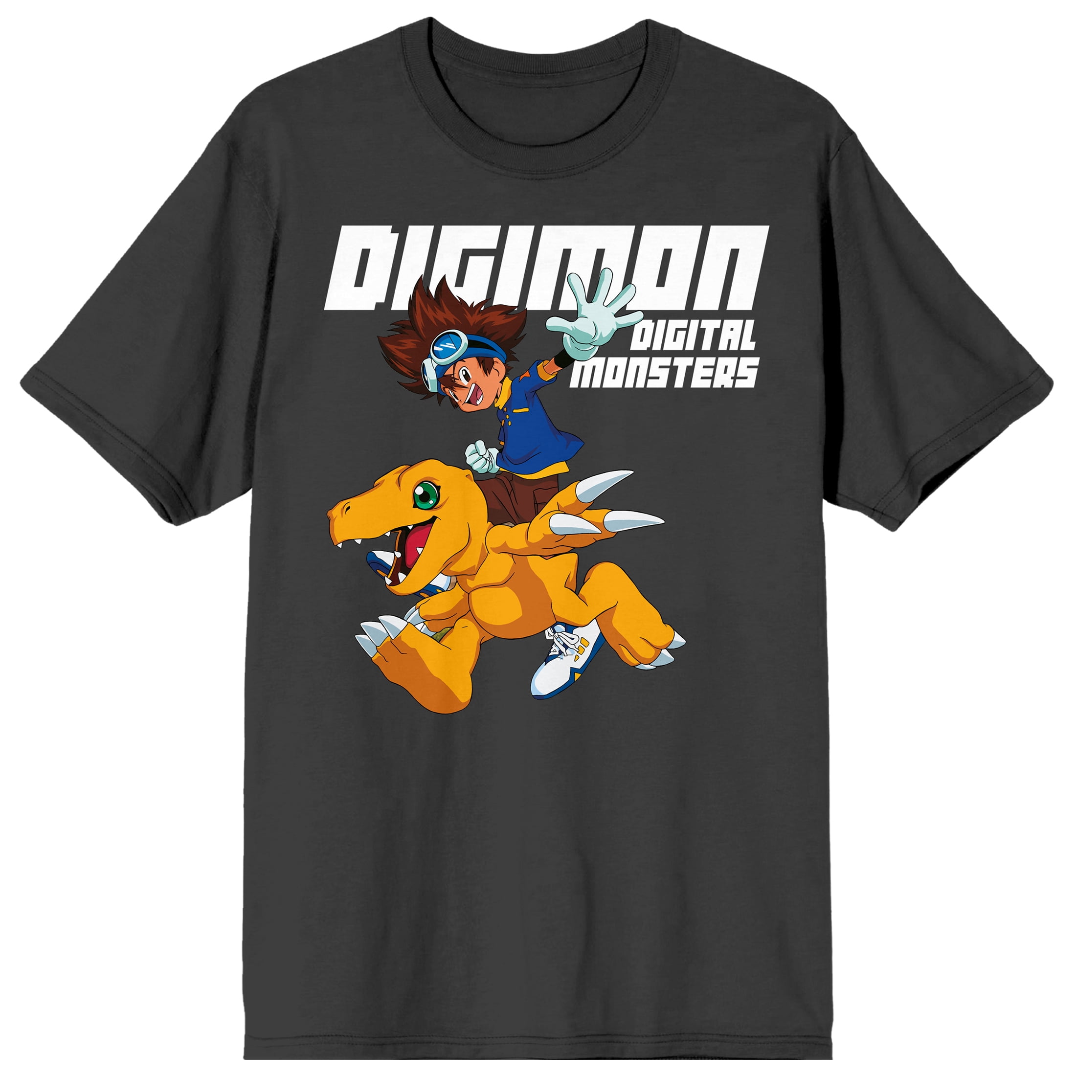 Digimon Tai & Agumon Crew Neck Short Sleeve Charcoal Men's T-shirt ...