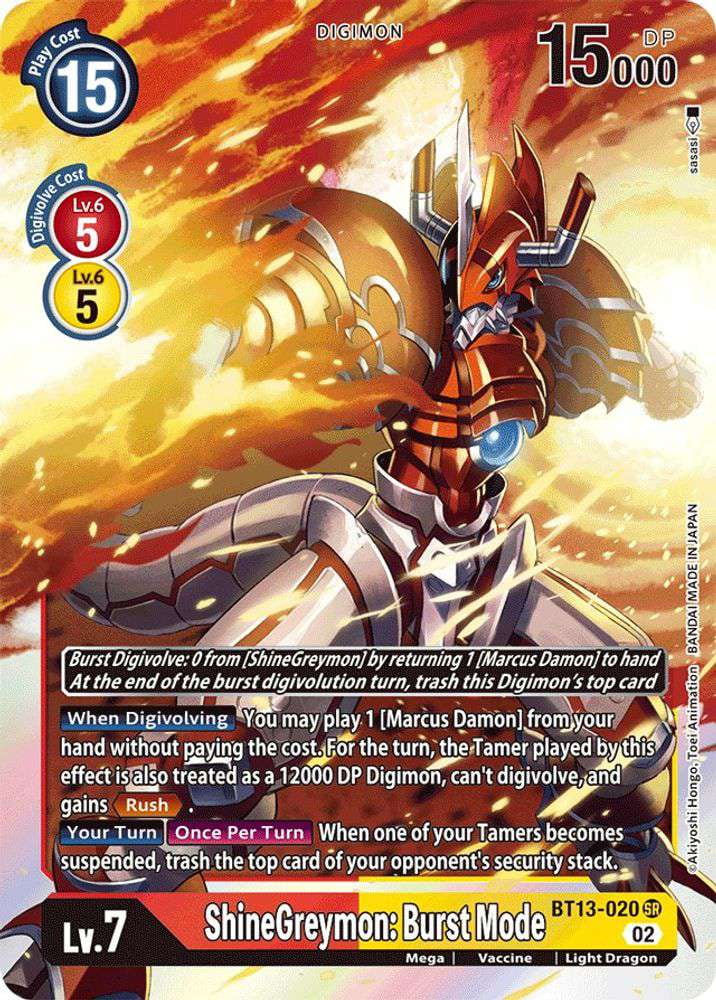 Digimon Versus Royal Knights Super Rare ShineGreymon: Burst Mode BT13 ...