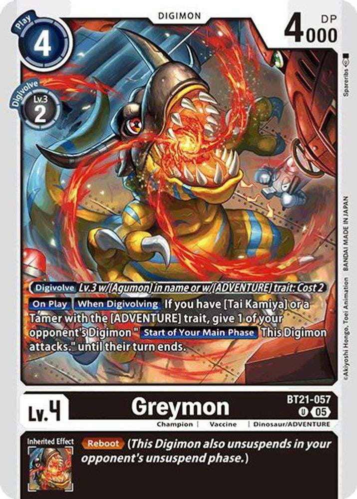 Digimon World Convergence Uncommon Greymon BT21-057 - Walmart.com